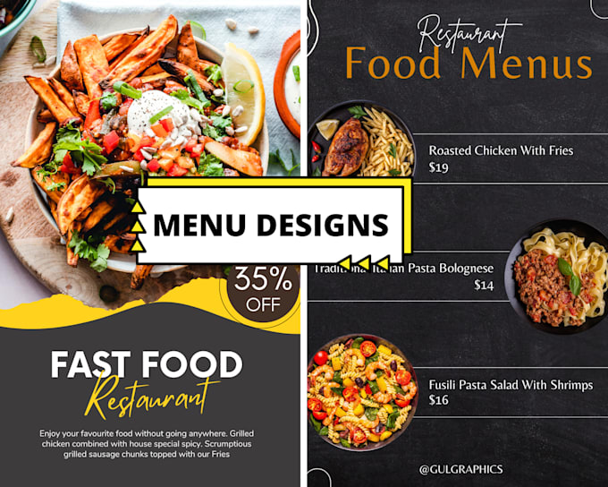 Create attractive resturant menu and flyer designs by Gul_graphics | Fiverr