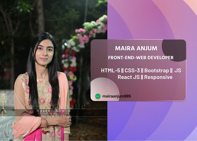 Teach and help you to learn html, css, js and react js by Mairaanjum985 ...