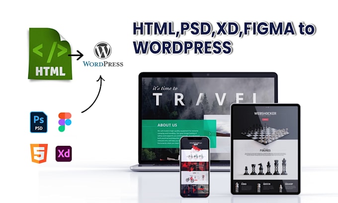 Convert html or any design to fully functional wordpress website from scratch by Lavenderrose_lk ...