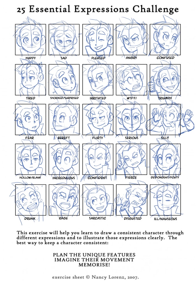Draw 10 expressions of you or your character by Shelbobears | Fiverr