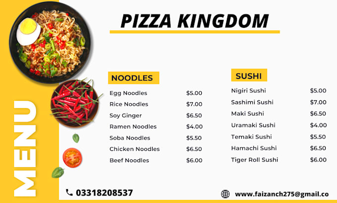 Do menu design, food menu, restaurant menu, price list by ...