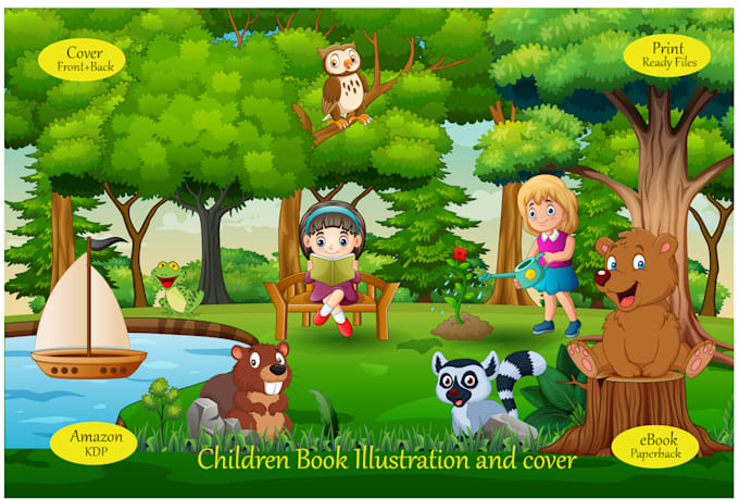 Design children book illustrations and cover story book for kdp by ...