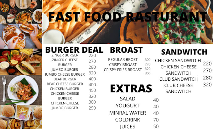 Design modern and innovative menu by Anusyaqoob132 | Fiverr