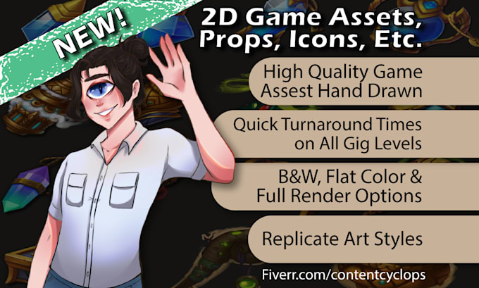 Create 2d game assets, props, icons, objects and ui by Contentcyclops | Fiverr