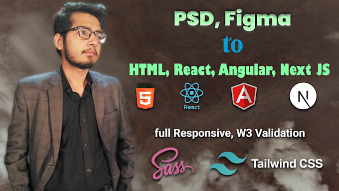 Convert Psd Figma To Responsive React Js Angular Or Next Js By Khubaibzubairi7 Fiverr