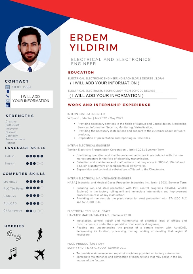 Prepare a professional resume for you by Erdemyldrm | Fiverr