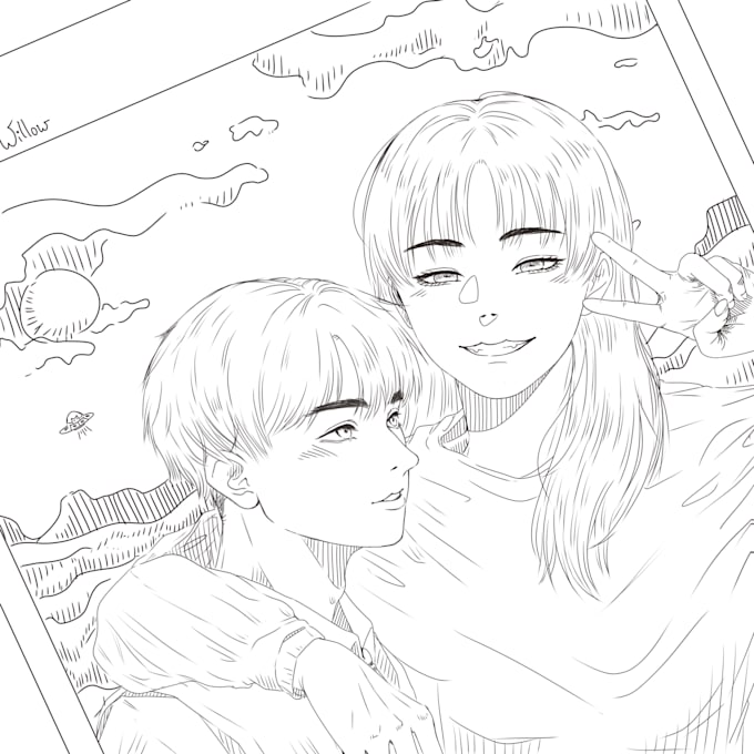 Draw you line art illustrations by Wilfulwillow | Fiverr