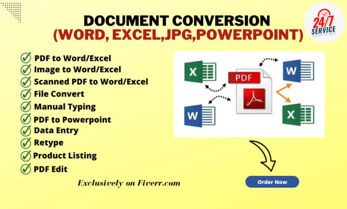 Pdf conversion to word,excel,jpg,powerpoint by Sabirakhan343 | Fiverr