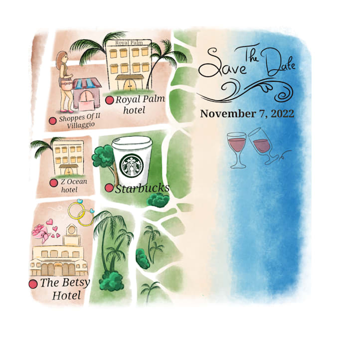 Create map for your wedding, event, or other by M_project | Fiverr