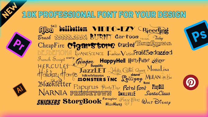 Give you 10k fonts for photoshop and other by Yasserdarif | Fiverr