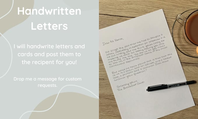 Handwrite letters or cards and post them for you by Mollycookson481 ...