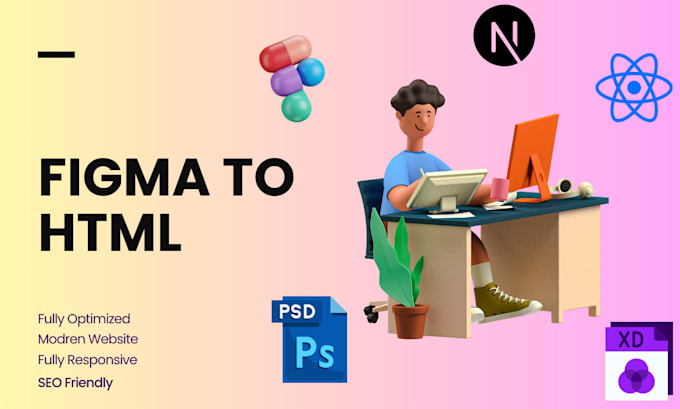Convert figma, xd, psd, html to react js, next js, react native by Faizanrasool292 | Fiverr