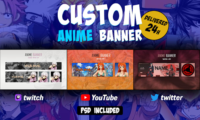 Design a custom anime banner for youtube, twitch, or twitter by ...