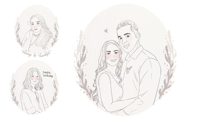 Draw line art portrait illustration from your photo in simple ...