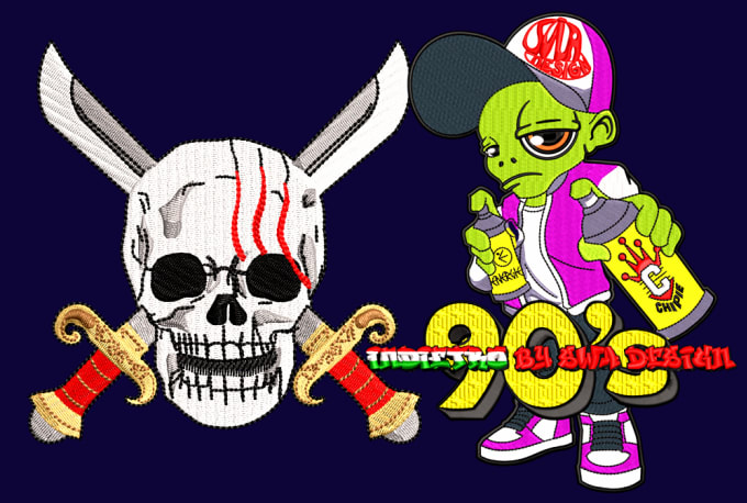Embroidery digitizing, convert to dst, pes, jef, 3d puff, flat, patch ...