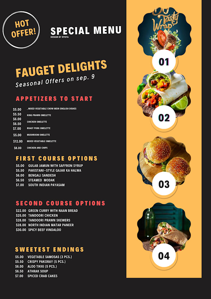 Design a restaurant menu for you by Desryota | Fiverr