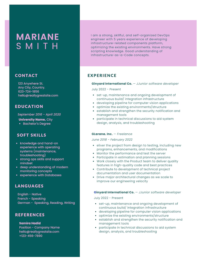 Format and design a professional resume layout by Shorouksaker | Fiverr