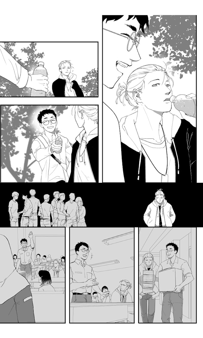 Draw josei style comic or webtoon, available in color or bw by ...
