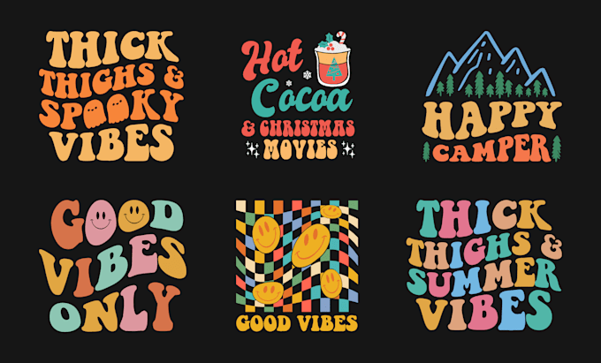 Do groovy retro wavy typography svg cut files tshirt design by ...