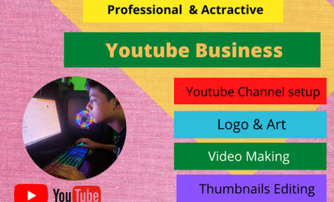 Create, setup and seo professional yt channel with logo, art by ...