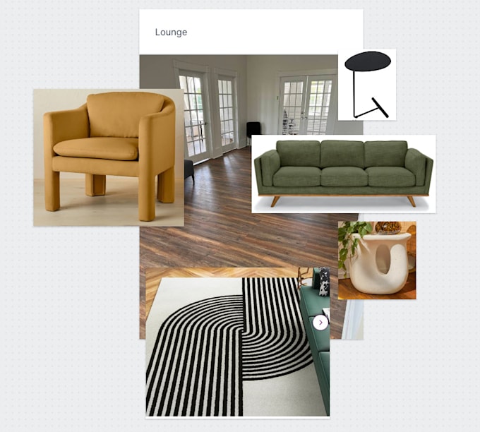 Create a mood board with shopping links for your space by Bzeglo | Fiverr
