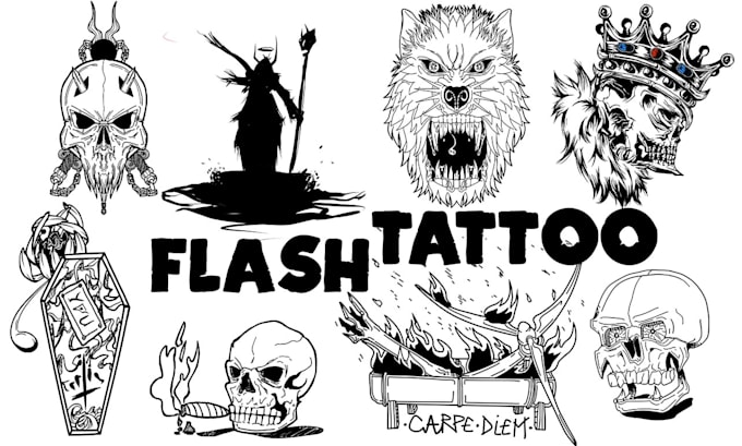 Create awesome flash tattoo line art set in hd by Ricodaca | Fiverr