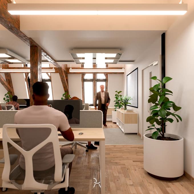 Design your office interior and commercial space by Reyesstudiomx | Fiverr