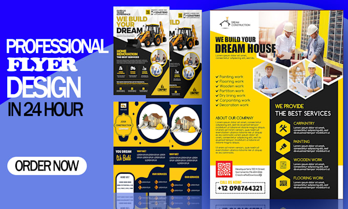 Make professional construction flyer for modern business, corporate ...