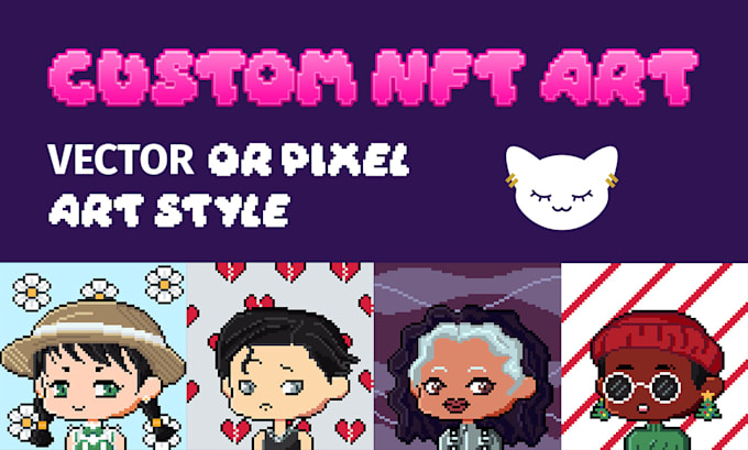 Create custom kawaii vector or pixel nft art by Jaminam | Fiverr
