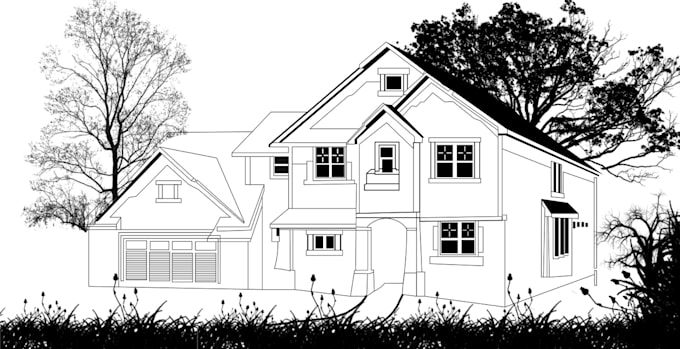 Do detail line art sketch of objects and house by Shani1gfx | Fiverr
