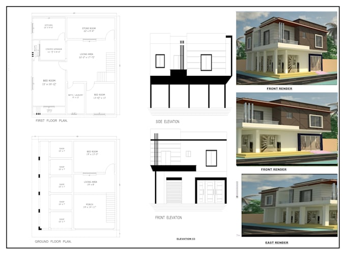 Draw Architectural House Planin Auto Cad 2d Floor Plan With Elevation By Aliarchitect43 Fiverr