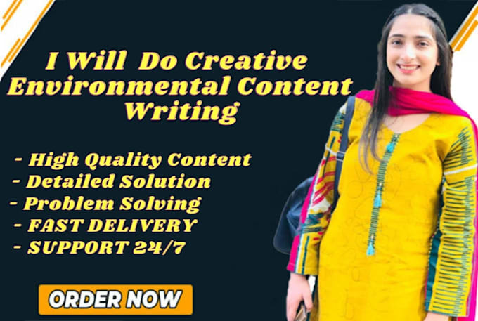 Do creative environmental content writing by Mirhakhan635 | Fiverr