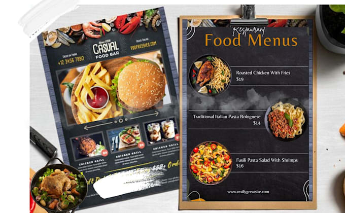 Professional Food Menus For Restaurants