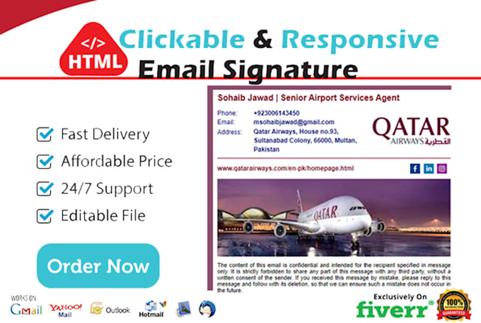 Create html email signature clickable email signature by Sohaibjawad ...