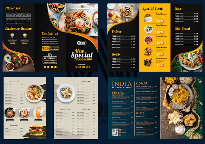 Create menus for restaurants, flyers, menu cards, menu boards, or ...