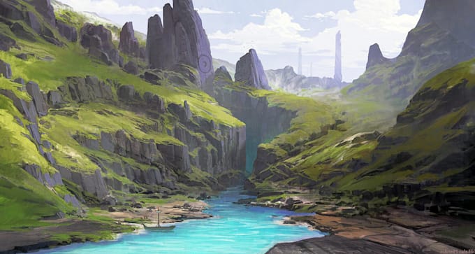 Draw fantasy environment concept art , landscape and etc by Flicires ...