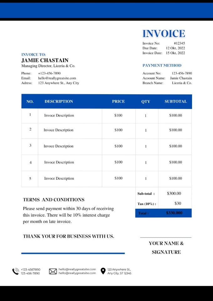 Design the professional invoices by Talharamzan632 | Fiverr
