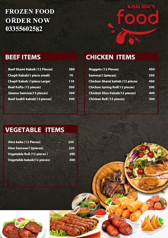 Create menu card design, digital menu, and menu board within 48 hours ...