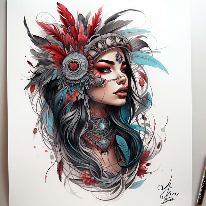 Draw digital traditional tattoo design by Ermeliren | Fiverr