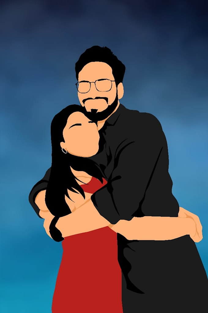 Draw faceless couple, digital portrait illustration by Vaish_05 | Fiverr
