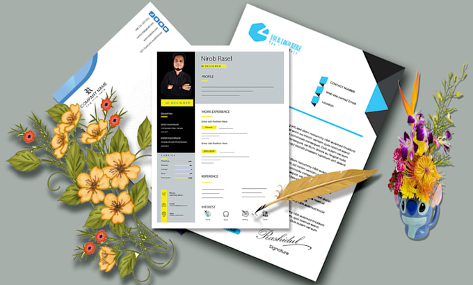 Create a simple resume invoice and letterhead designs by Rashidulnirob ...