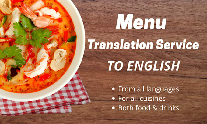 Provide menu translation to english by Brigid_sim | Fiverr