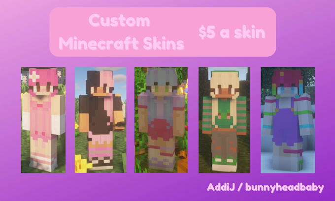 Make you a custom minecraft skin by Bunnyheadbaby | Fiverr