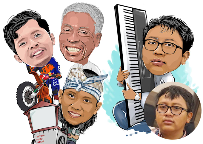 Draw caricature cartoon, or illustration and anymore by Ha_dafi | Fiverr