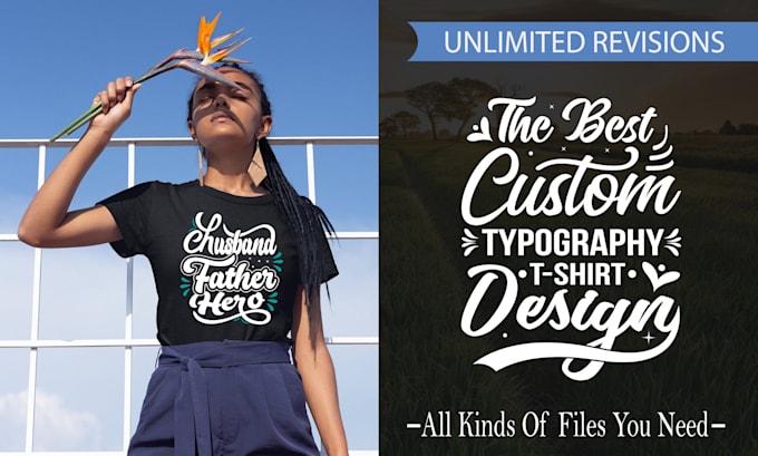 Do a trendy graphic custom typography t shirt design and merchandise ...