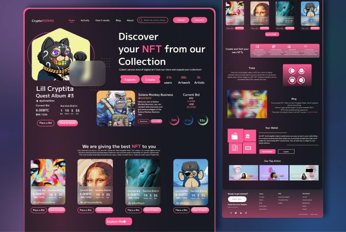 Create modern nft marketplace design and nft landing page ui ux in xd ... Create modern nft marketplace design and nft landing page ui ux in xd ...