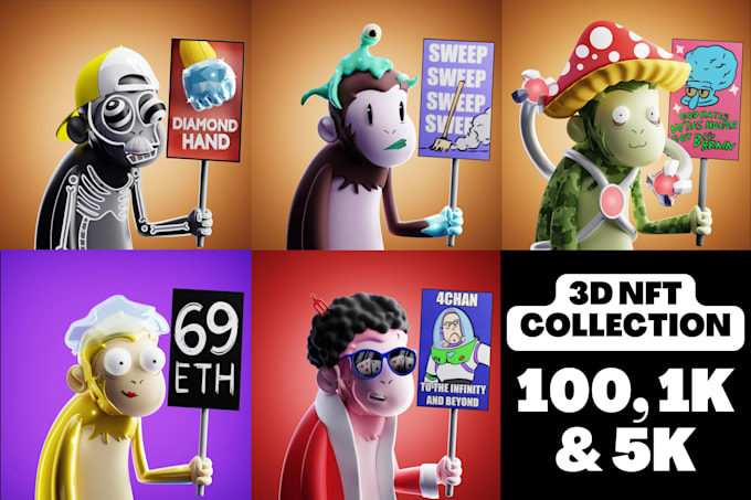 Create you an entire custom 3d art nft collection by Artsygamex | Fiverr