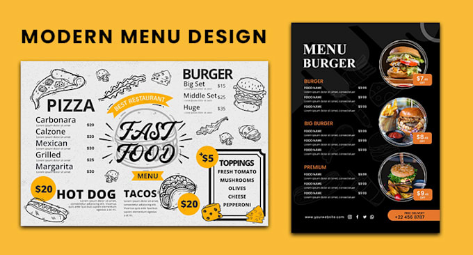 Create a persuasive menu design for your restaurant by Zarish_mughal25 ...