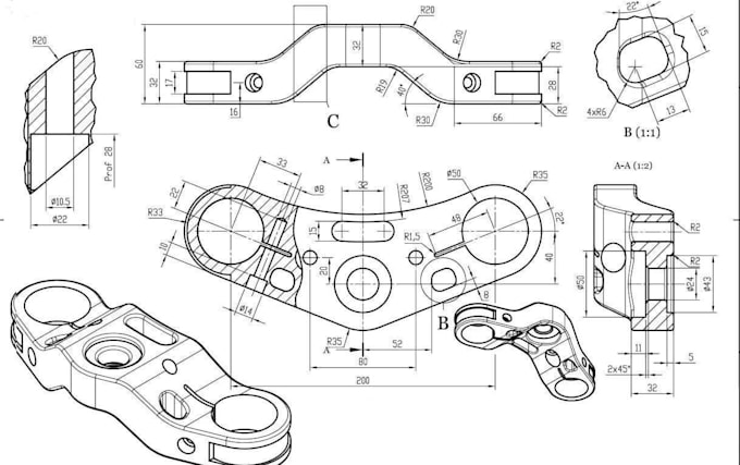 Create 2d and 3d mechanical part drawings in autocad by Jawad750 | Fiverr