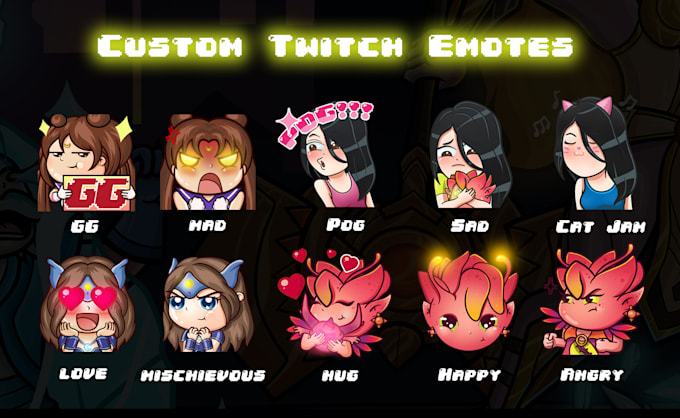 Create you a cute custom emoticon and badges by Goodgitalartph | Fiverr